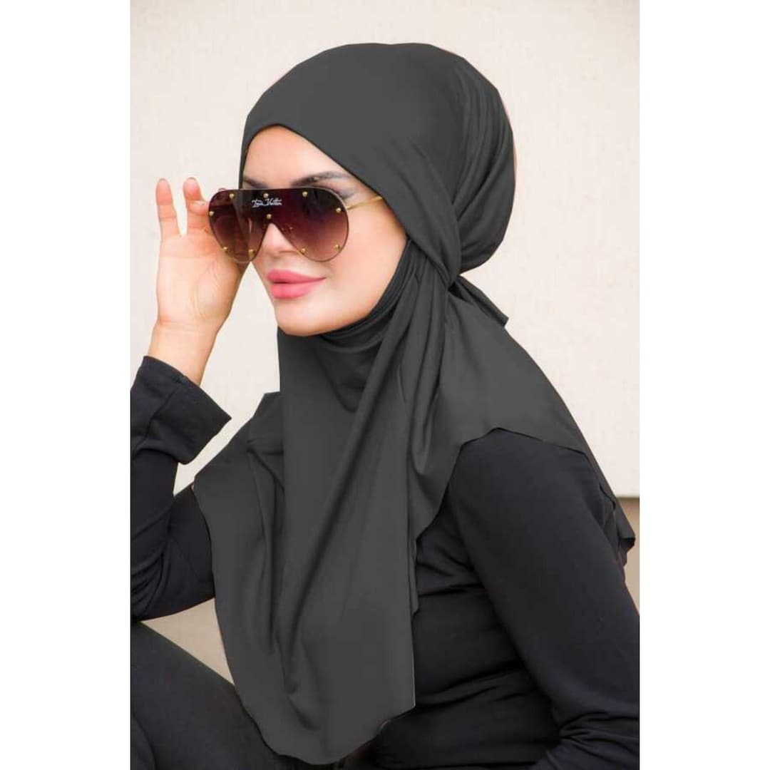 Black Oversize Hijab,tie Back Instant Hijab,ready to Wear Hijab,hijab ...