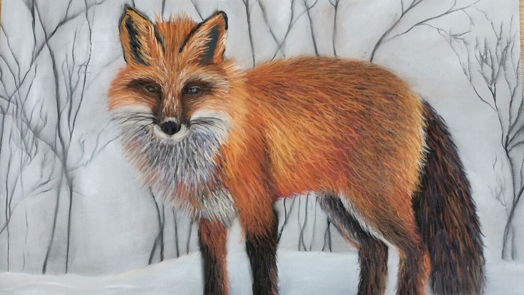 FOX Pastel Drawing Landscape Art Animal Artwork Fox Art Animal Drawing ...