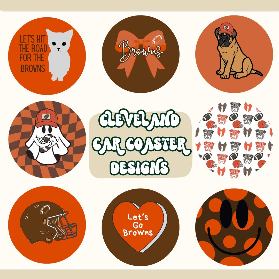 Football Team Car Coaster Png Bundle, Cleveland Coaster Sublimation ...