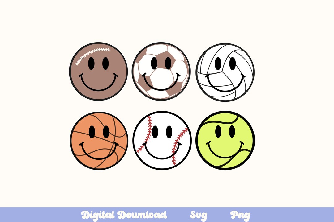 Sport Smiley Svg Bundle Sport Happy Face Png Svg Bundle - Etsy
