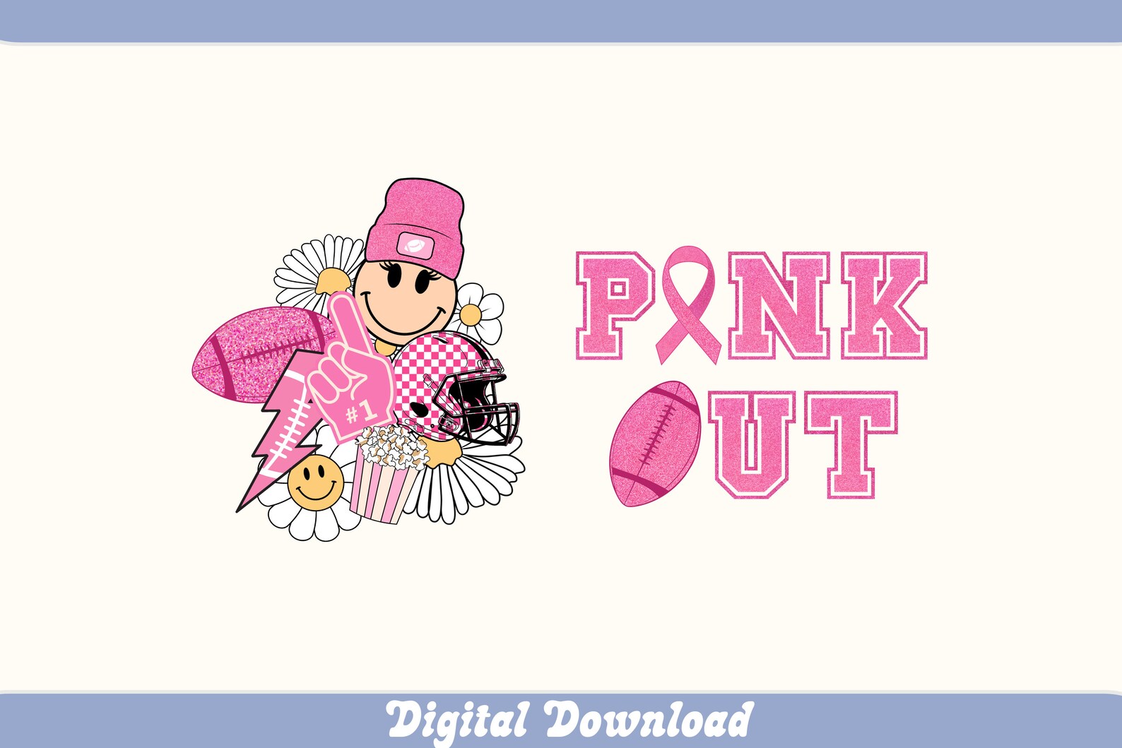 Pink Out Football Png, Football Pink Out Sublimation, Faux Sequin ...