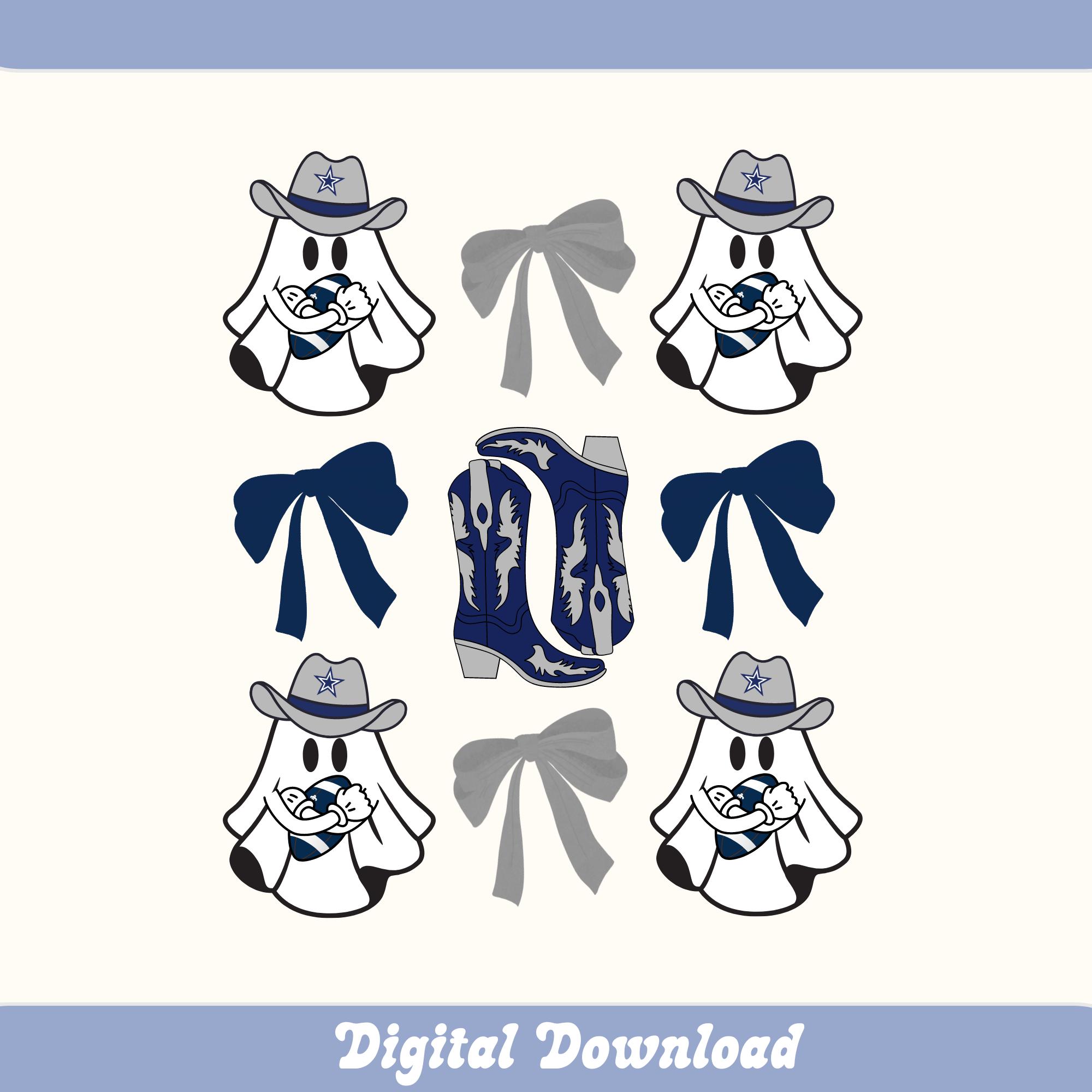 Coquette Ghost Dallas Football Png, Halloween Dallas Football, Texas ...