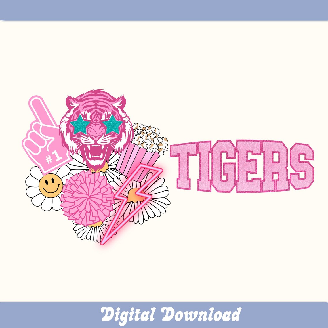 Preppy Tiger Png, Lets Go Tigers, Sublimation, Tigers High School ...