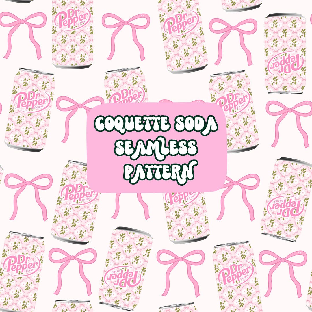 Coquette Soda Seamless Pattern, Ribbon and Soda Digital Paper, Coquette ...