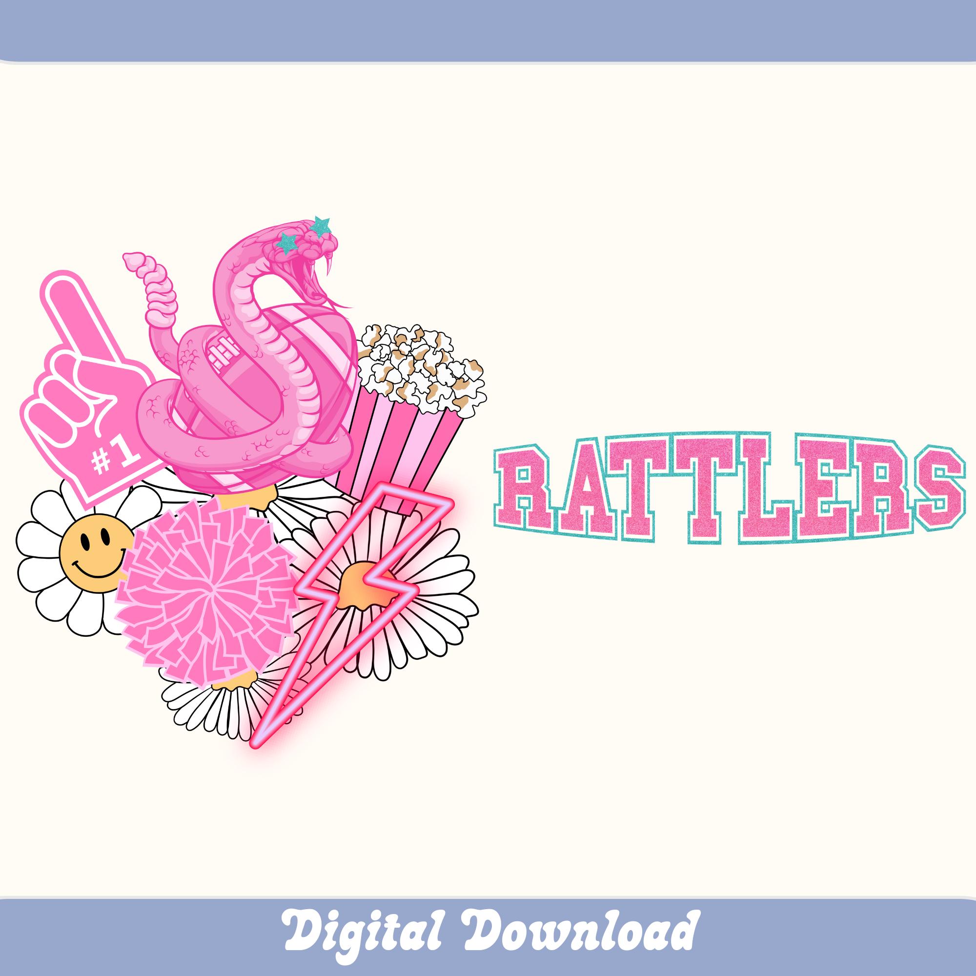 Preppy Rattlers Png, Lets Go Rattlers, Sublimation, Pink Rattle Snake ...