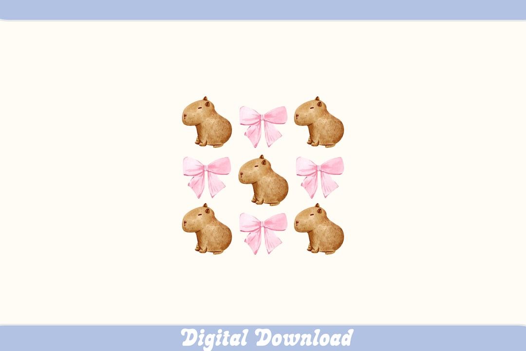 Coquette Preppy Capybara Png, Cute Capybara Sublimation Design ...