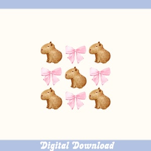Coquette Preppy Capybara Png, Cute Capybara Sublimation Design ...