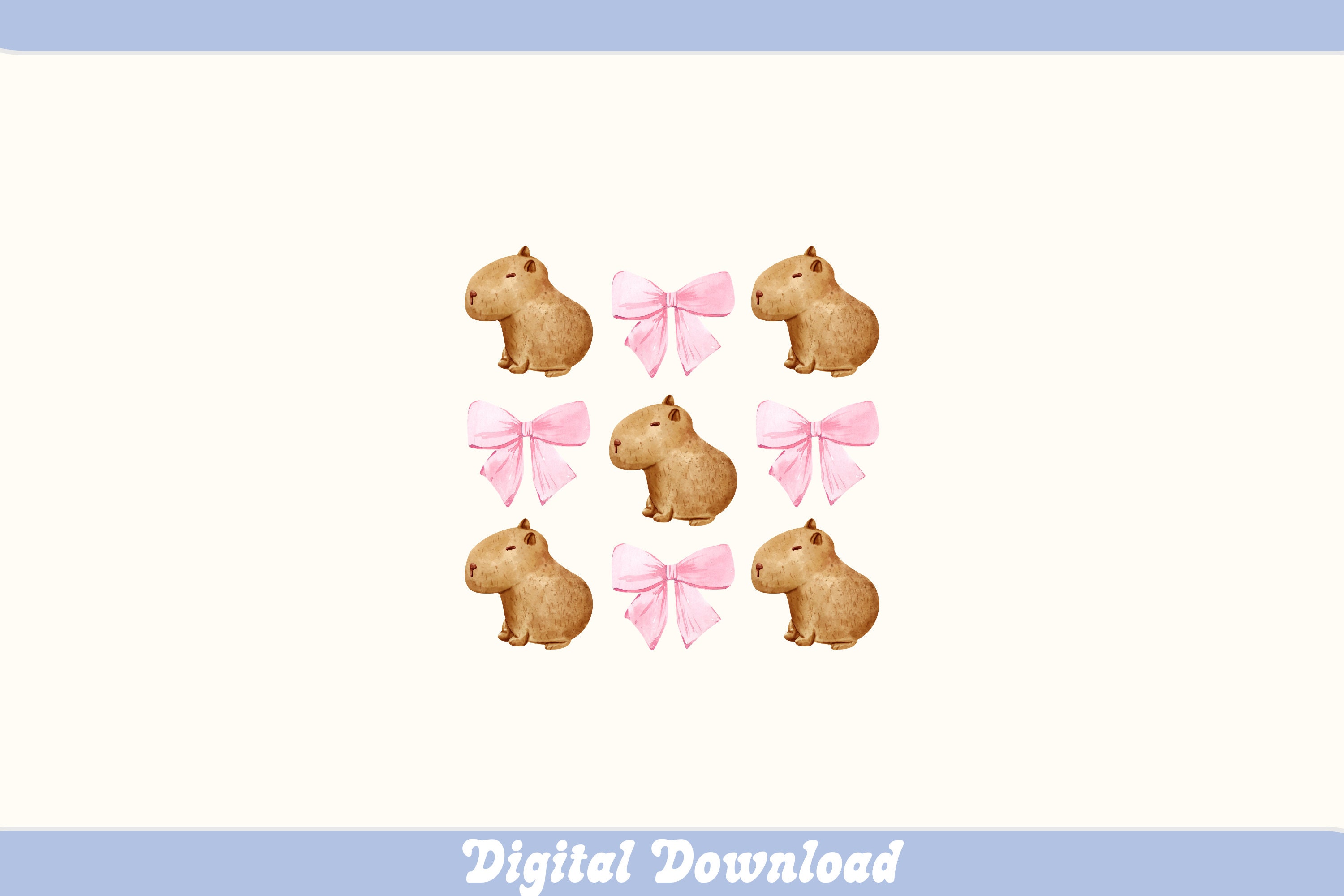Coquette Preppy Capybara Png, Cute Capybara Sublimation Design ...