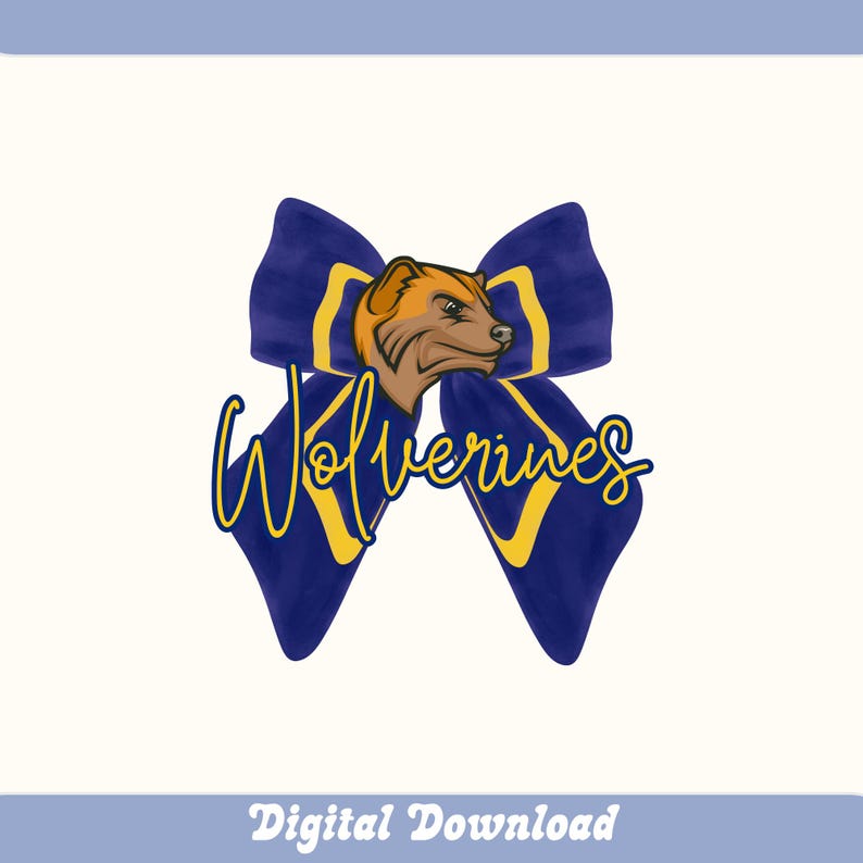 Coquette Wolverines Mascot Png, Preppy Wolverine Png, Mascot Bow Png ...