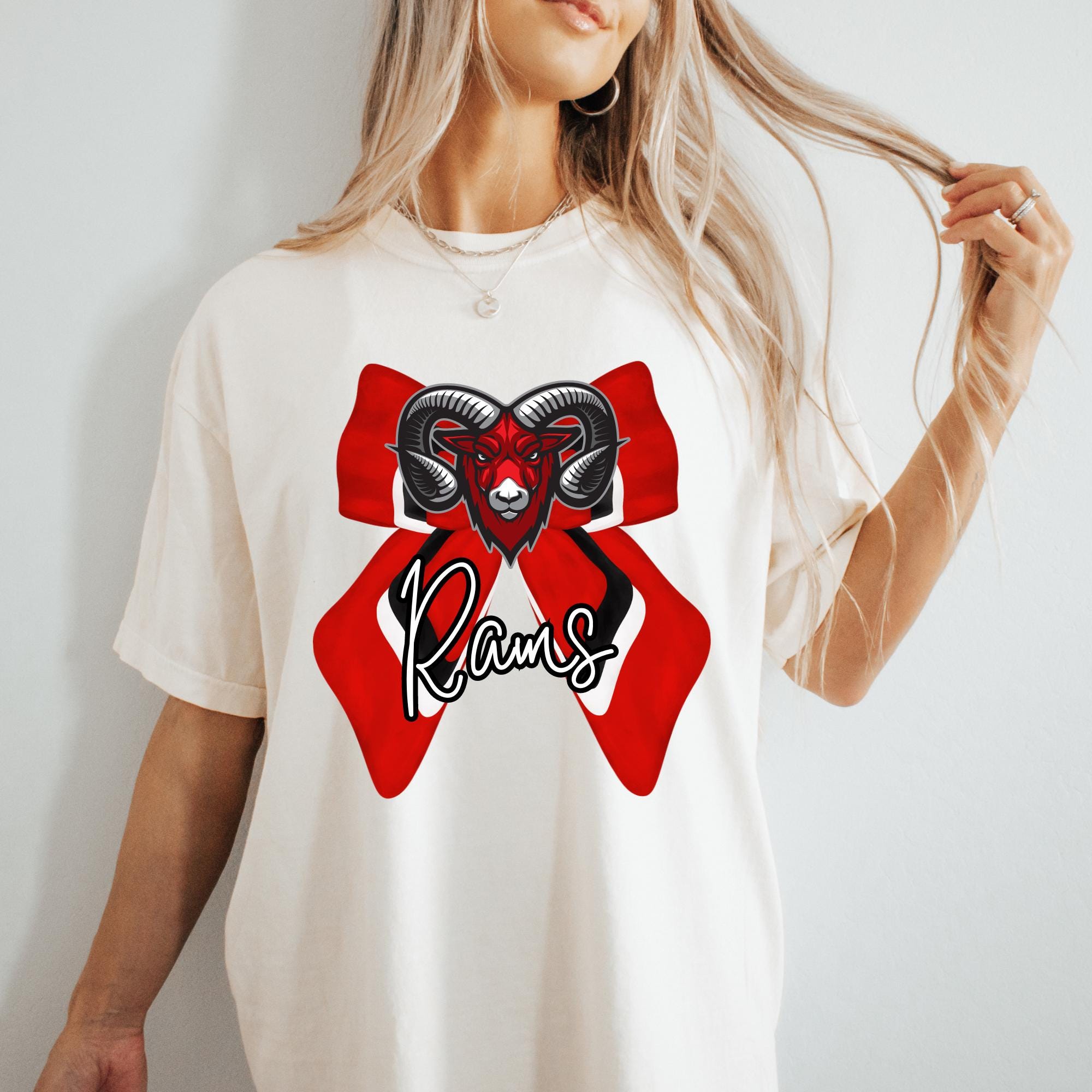 Preppy Rams Png, Rams Pride Png, Rams Cheer Bow, Coquette Rams, Red ...