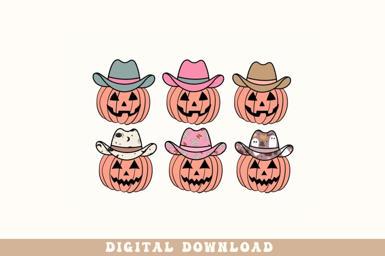 Jack O Lantern Png Bundle, Cowboy Pumpkin Png Bundle, Western Halloween ...