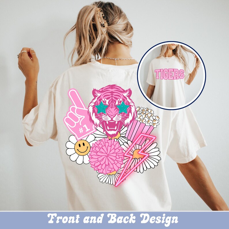 Preppy Tiger Png, Lets Go Tigers, Sublimation, Tigers High School ...