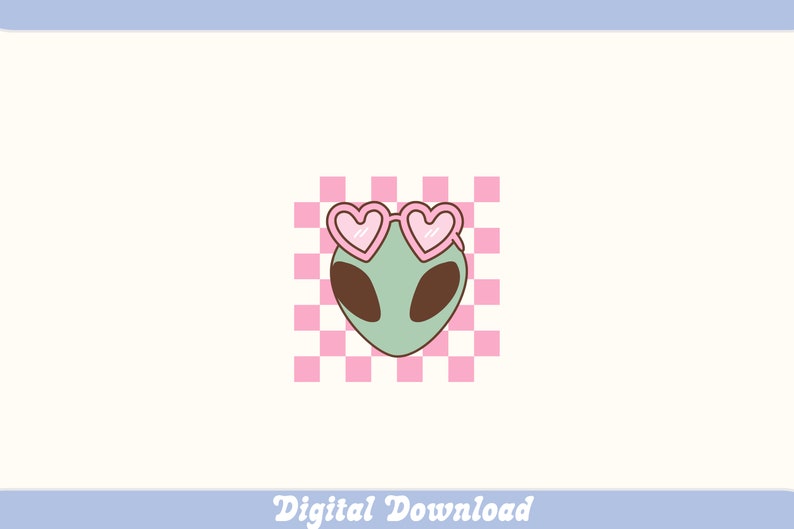 Coquette Preppy Alien Svg, Pink Alien Svg Cricut, Retro Alien ...