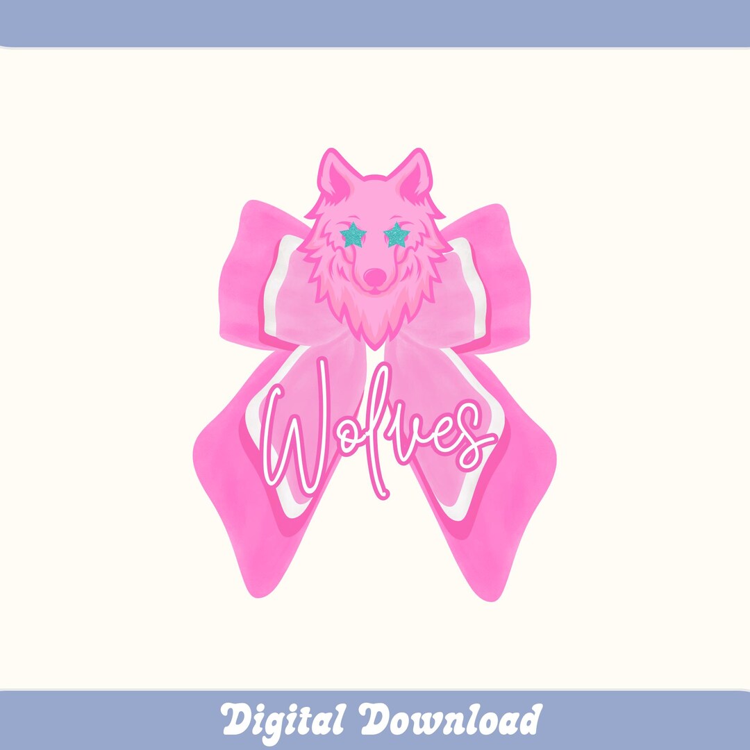 Preppy Pink Wolf Png, Preppy Wolves Png, Go Wolves, Sublimation, Faux ...