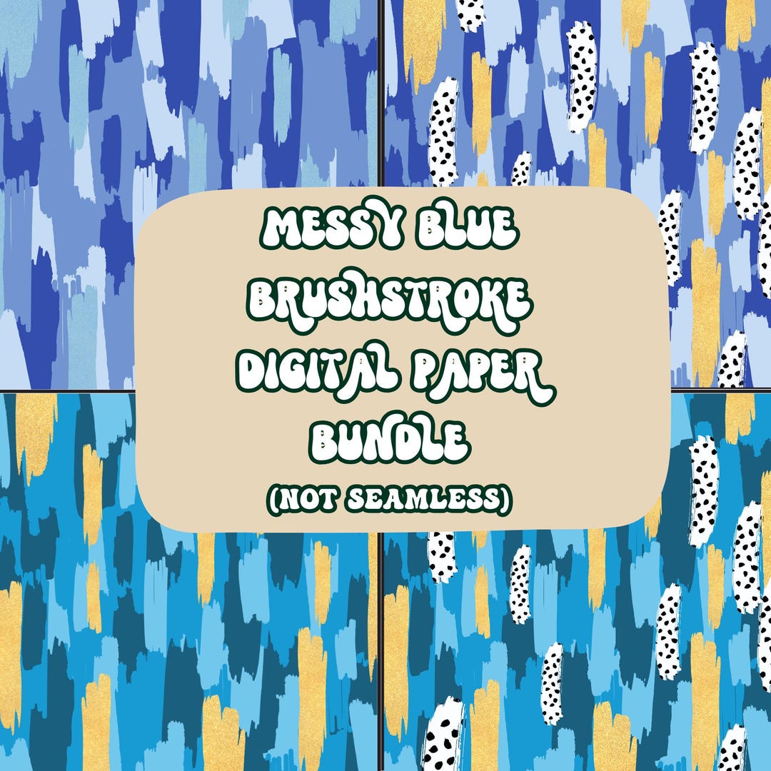Preppy Blue Brushstroke Paper Bundle, Procreate Brushstroke Png Bundle ...