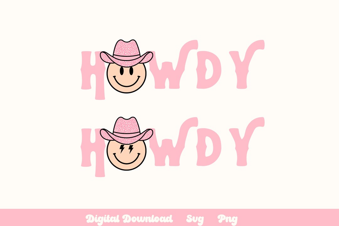 Pink Howdy Svg Png Retro Cowgirl Smile Svg Png Lightning - Etsy México