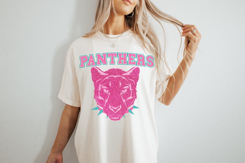Preppy Panther Mascot Png, Pink Panther High School Mascot Sublimation, Hot Pink, Faux Sequin ...