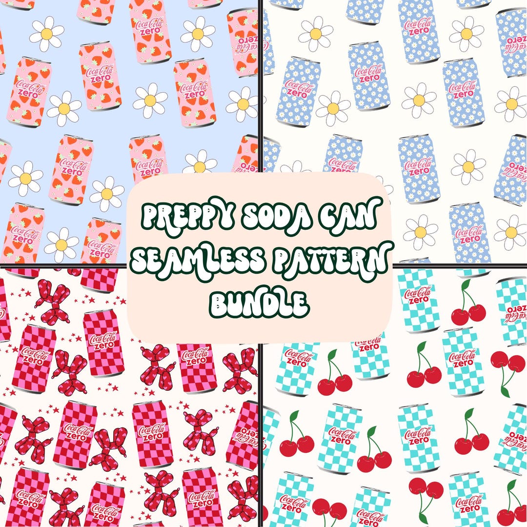 Preppy Seamless Pattern Bundle, Diet Cola Seamless Pattern, Digital ...