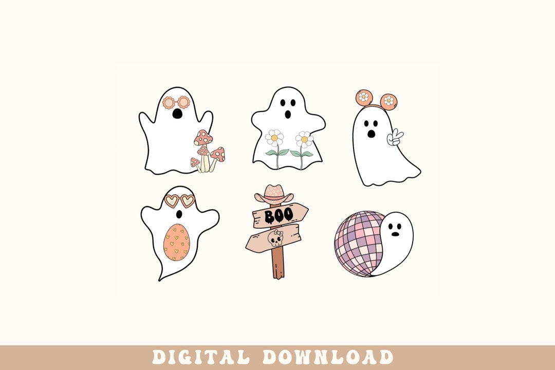Groovy Halloween Clipart, Halloween Party Clipart, Cute Ghost Png ...