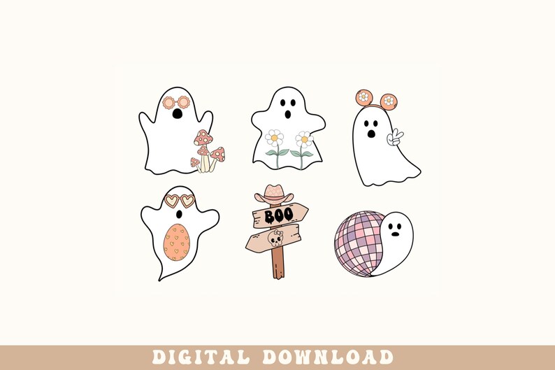 Groovy Halloween Clipart, Halloween Party Clipart, Cute Ghost Png ...
