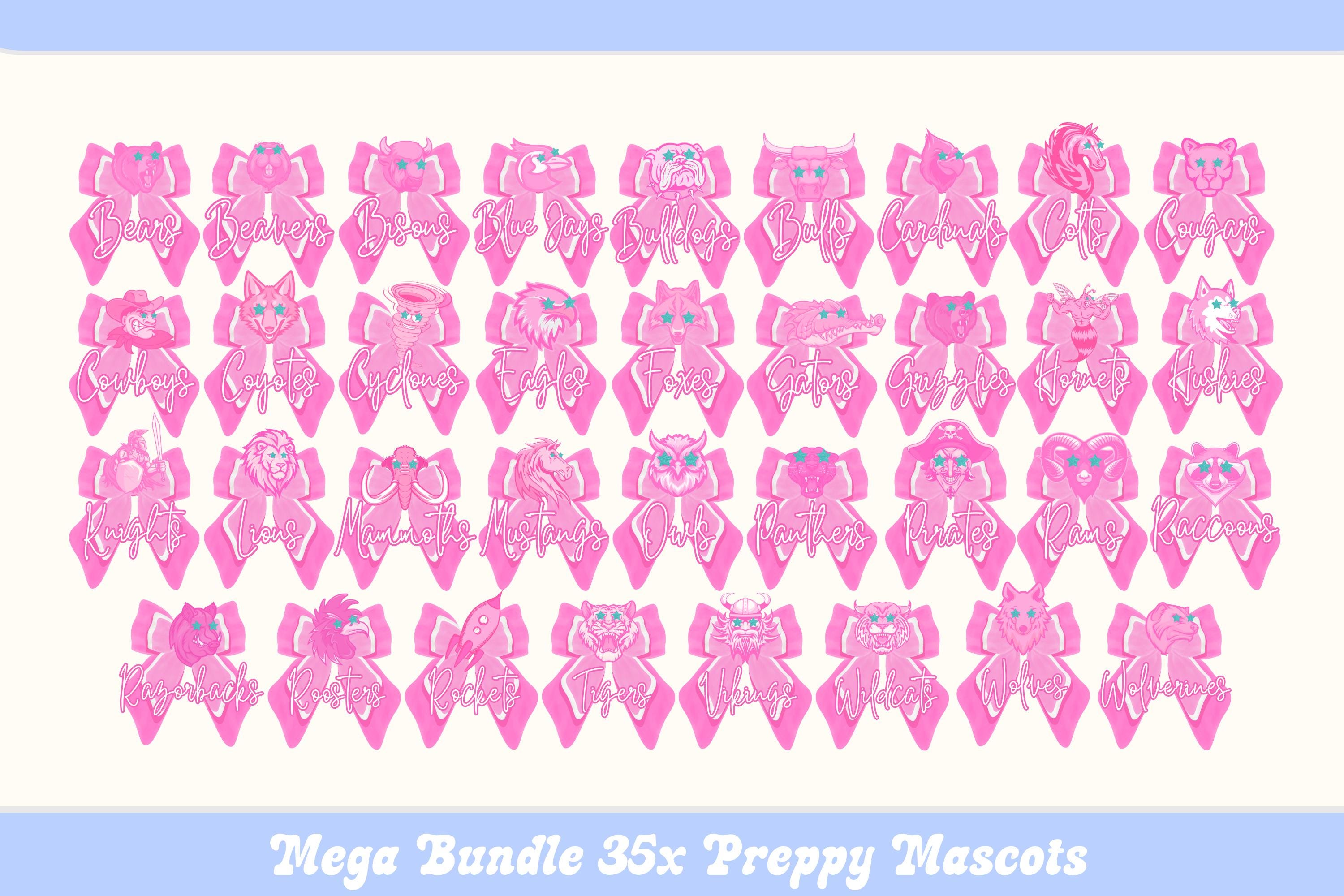 Preppy Mascots Bundle, Pink Team Mascots Bundle, DFT Bundle, Mascots ...