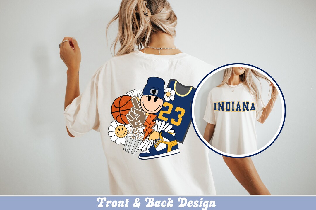 Indiana Basketball Png, Retro Basketball Team Sublimation, Blue Yellow ...