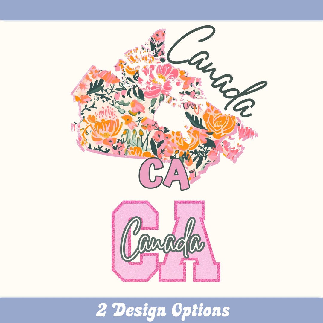 Preppy Canada Map Png, Canada Day Png, Floral Canada Map, Wall Art ...
