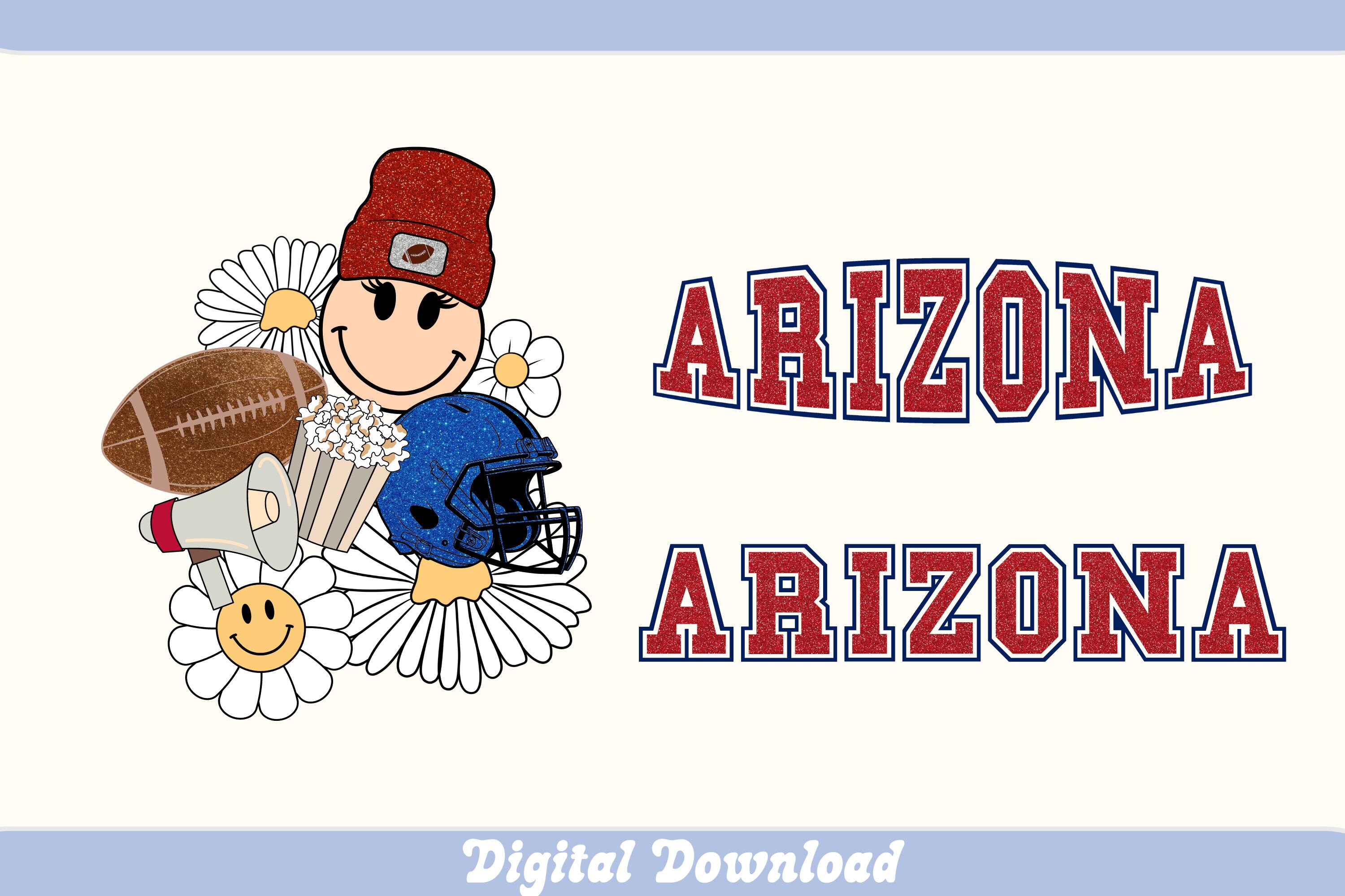 Glitter Arizona Football Png, Preppy Football Team Png, Glitter ...