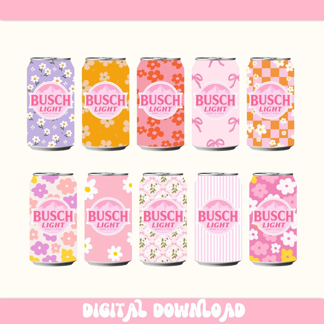 Retro Beer Can Clipart PNG Bundle | Preppy Floral Aesthetic Digital Can ...