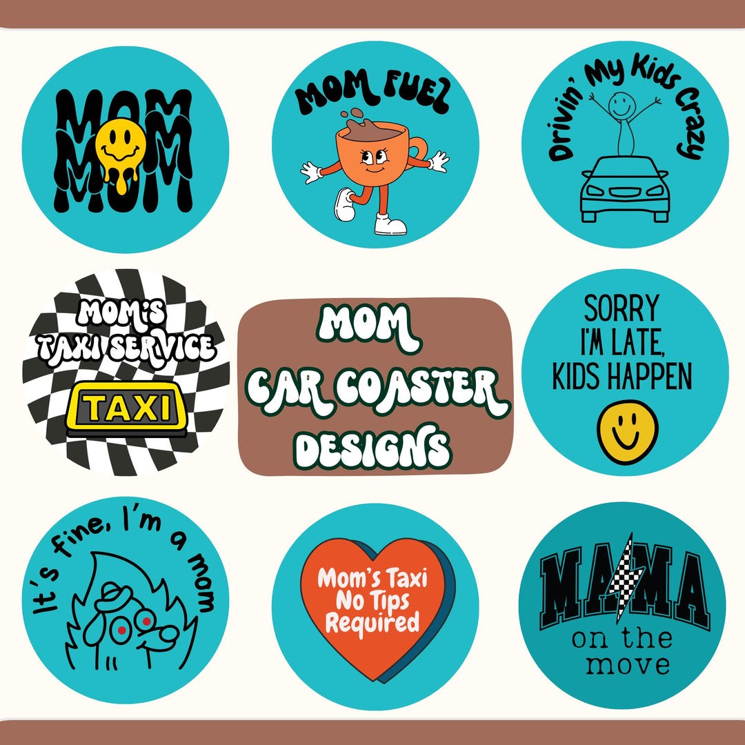 Mom Car Coaster Designs, Retro Mom Coaster Png Bundle, Boy Mom Png, Mom ...