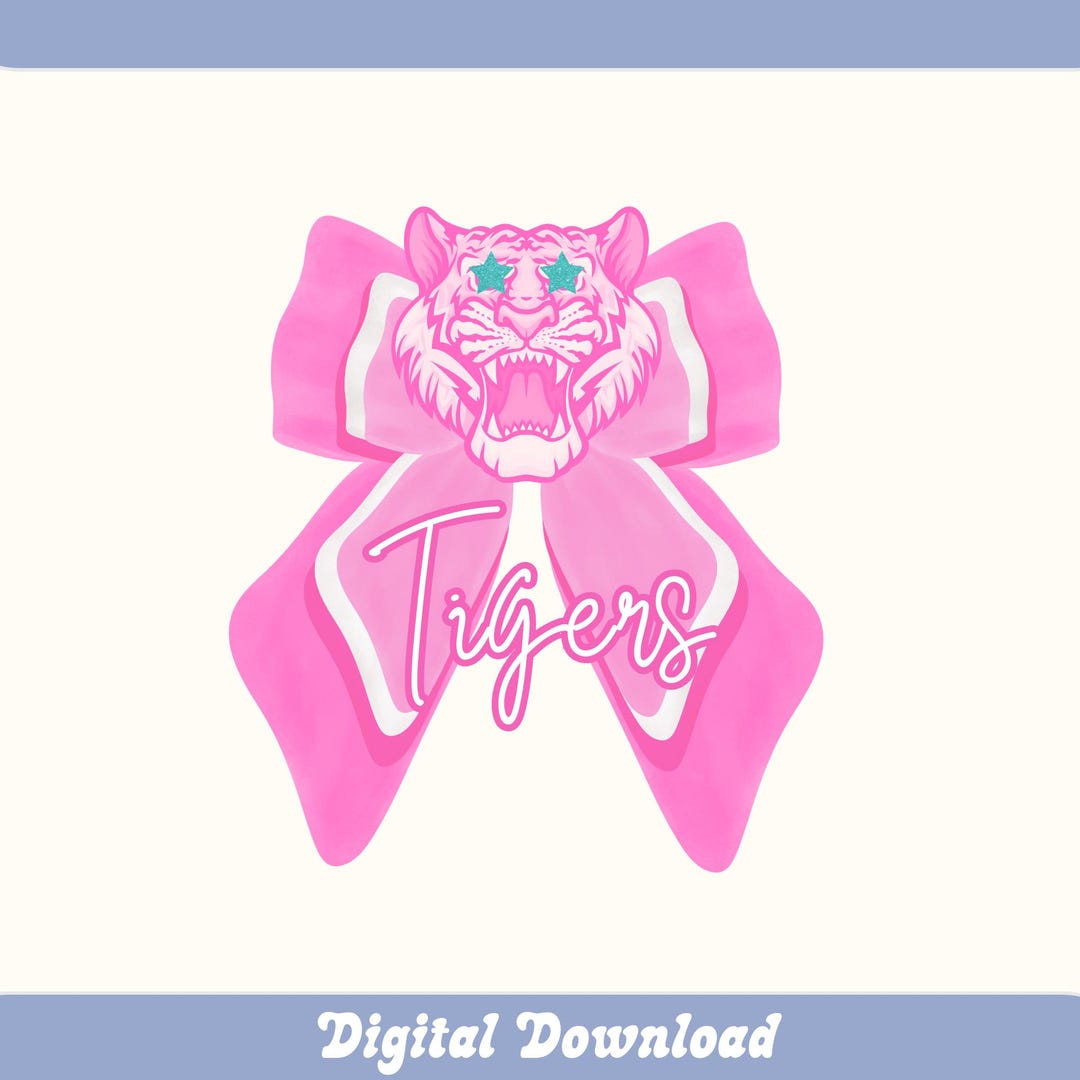 Preppy Pink Tiger Png, Preppy Tigers Png, Go Tigers, Sublimation, Faux ...