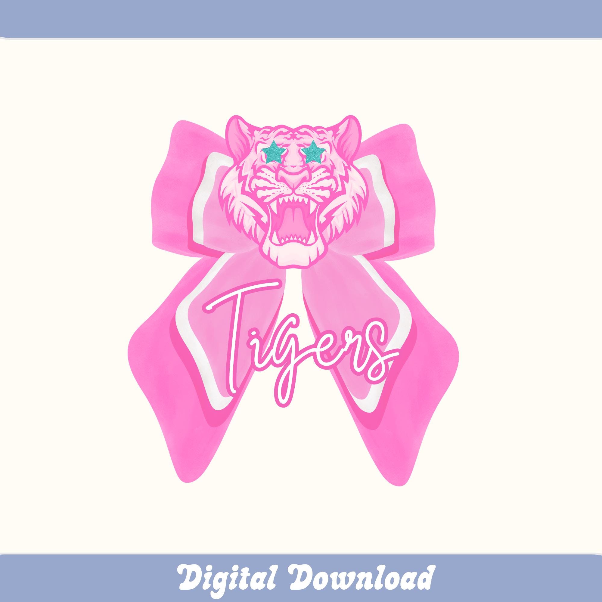 Preppy Pink Tiger Png, Preppy Tigers Png, Go Tigers, Sublimation, Faux ...