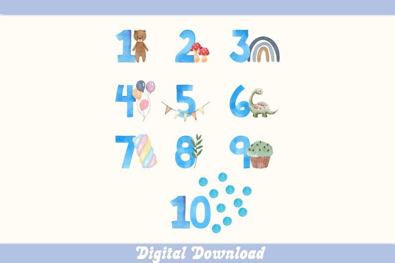 Doodle Numbers Png, Watercolor Numbers Sublimation, Boho Style Numbers ...