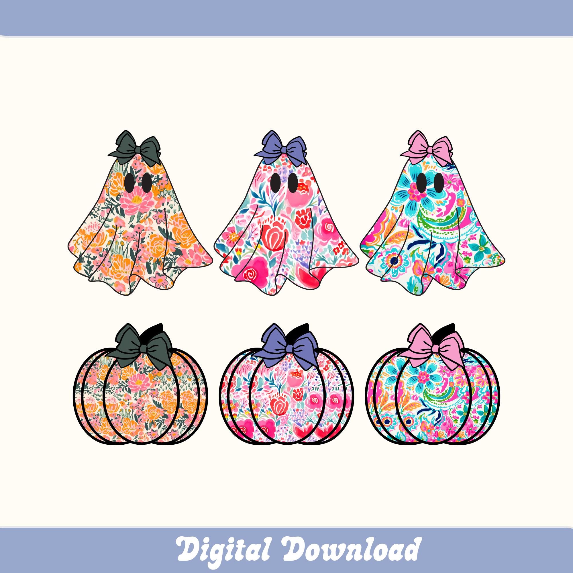 Preppy Flower Pumpkin Png Bundle, Preppy Halloween Clipart, Preppy ...