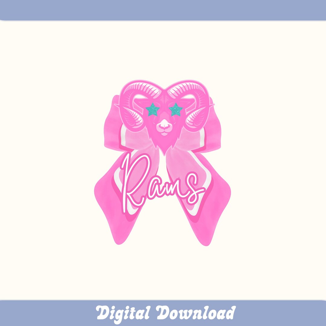 Preppy Pink Ram Png, Rams Pride Png, Go Rams, Sublimation, Faux Glitter ...