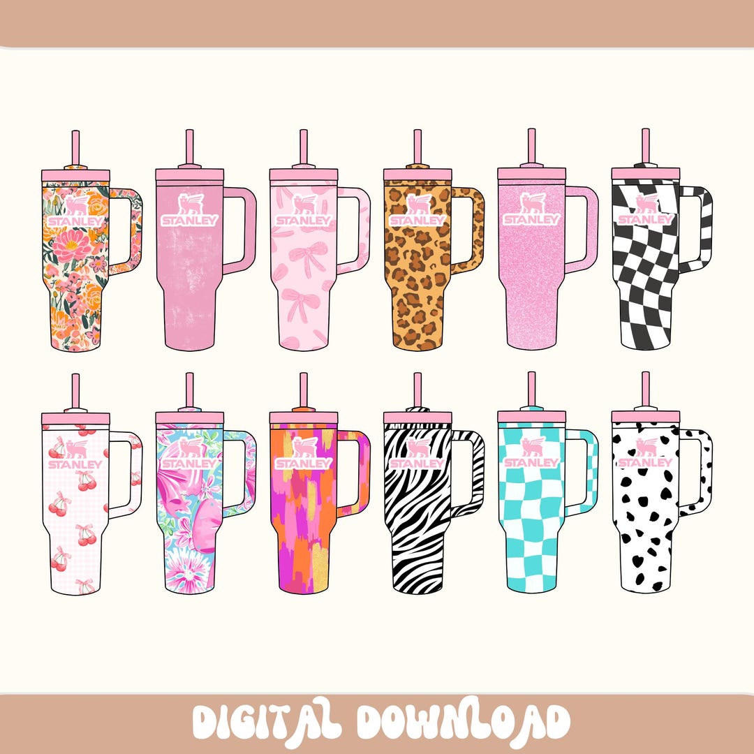 Tumbler Cup Clipart, Tumbler Decal, Sticker, Leopard, Glitter Tumbler ...