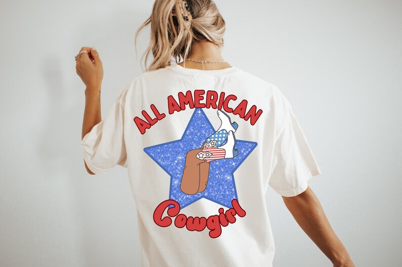 American Cowgirl Png, Faux Glitter Cowgirl Sublimation Design, Western ...