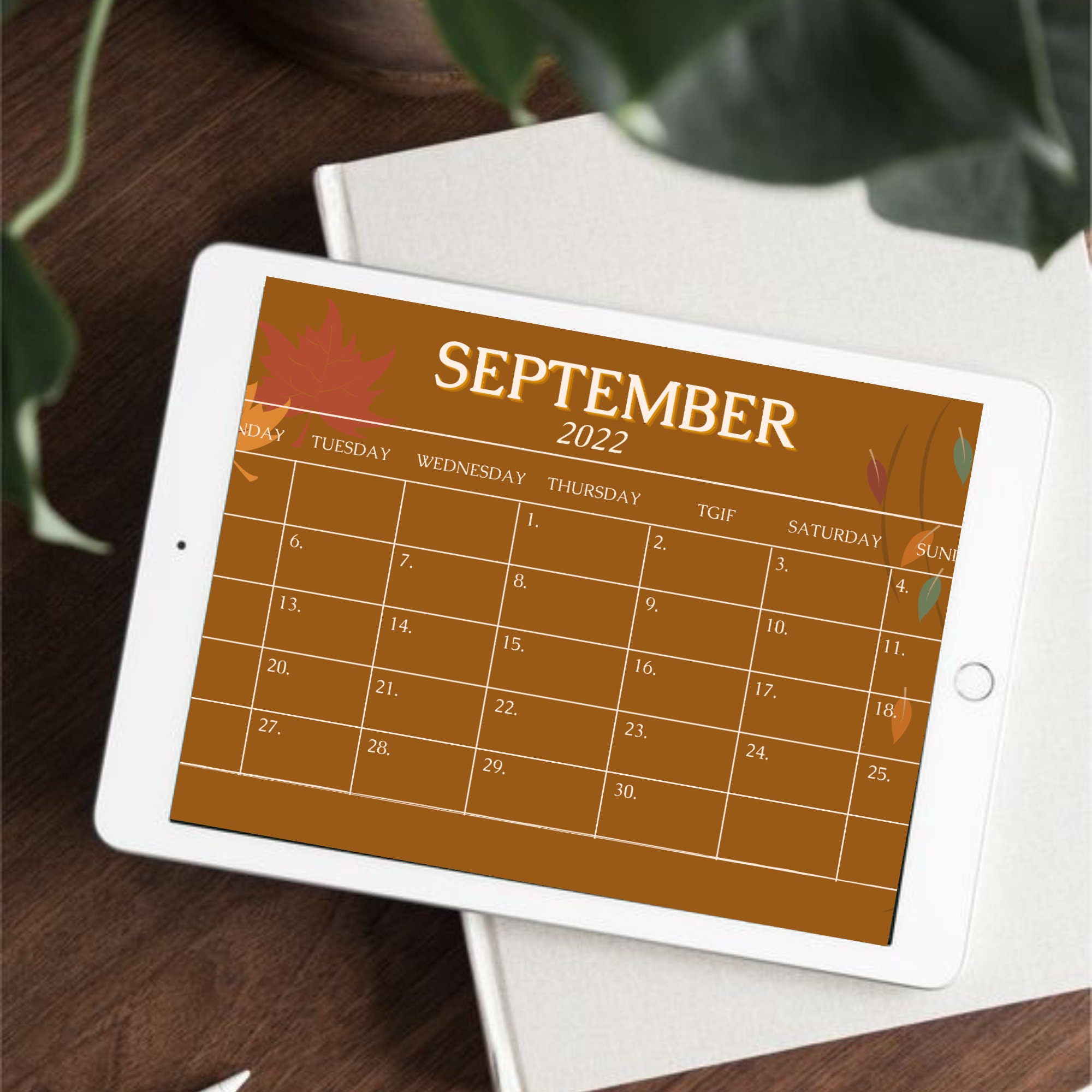 Autumn Leafy Calendar| Printable & Fillable PDF - Etsy