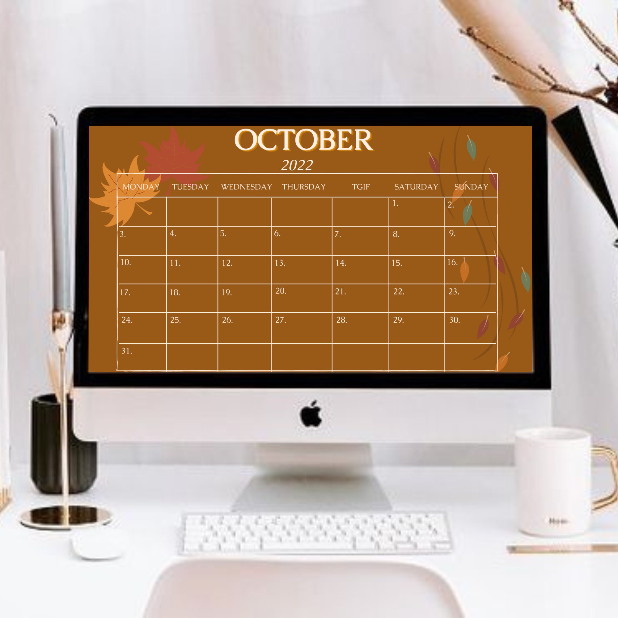 Autumn Leafy Calendar| Printable & Fillable PDF - Etsy