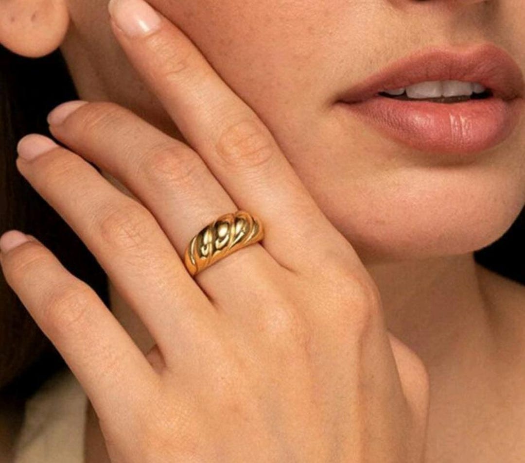 Solid Dome Ring, Dome Band Ring, Statement Ring, Crescent Dome Ring, Chunky Ring, Large Dome ...