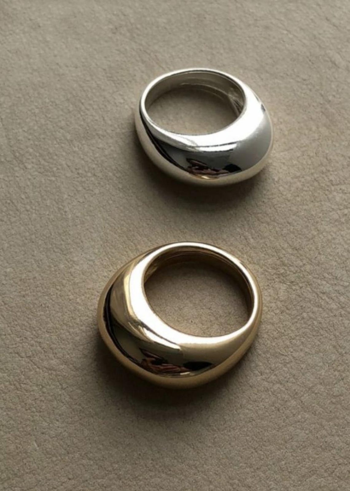 925 Silver Dome Ring, Dome Band Ring, Statement Ring, Crescent Dome ...