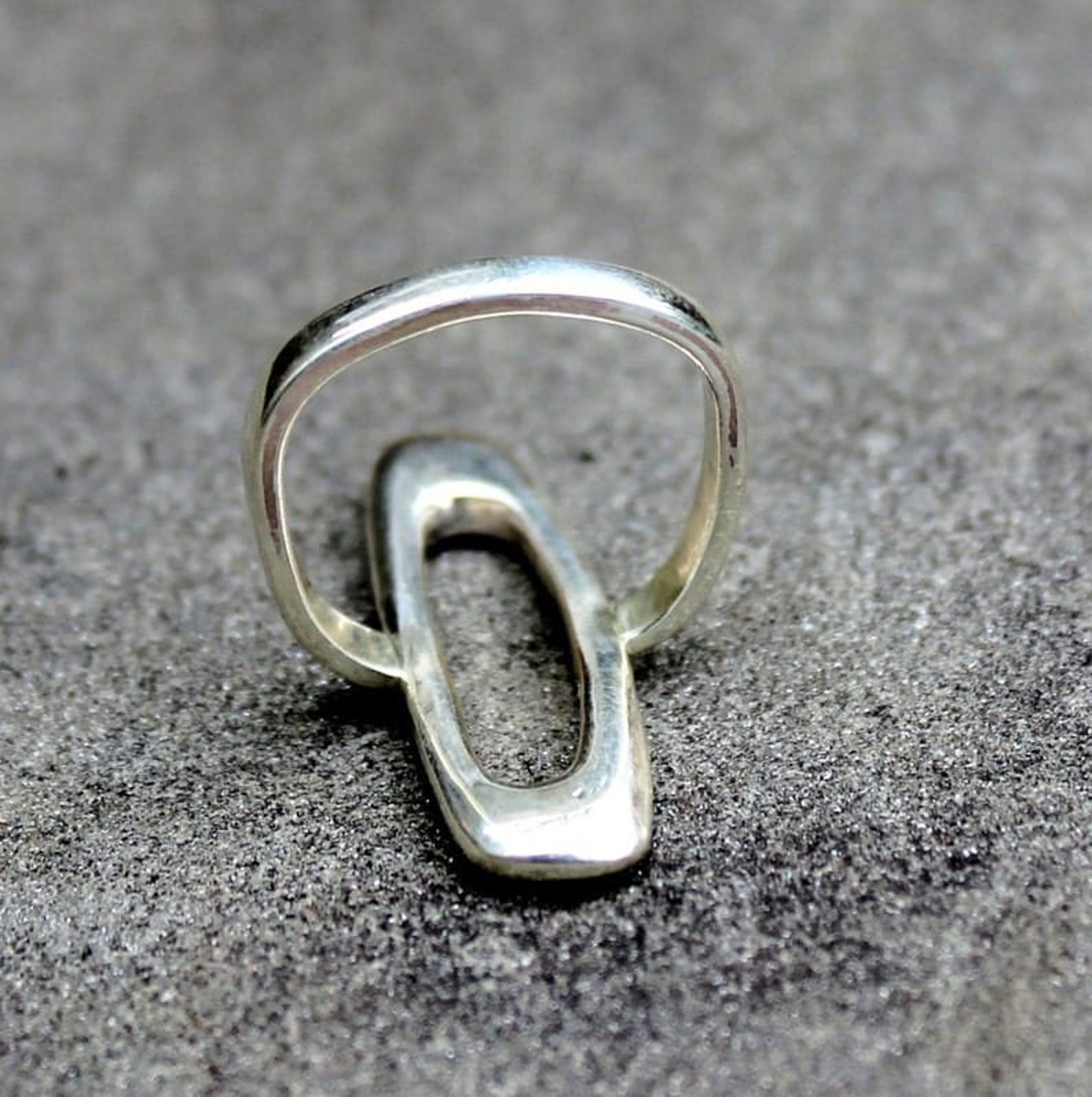 Sterling Silver Open Oval Ring ,oval Ring ,large Oval Ring, Open Oval ...