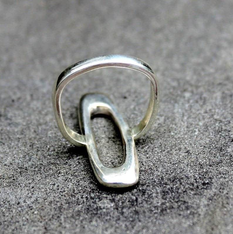 Sterling Silver Open Oval Ring ,oval Ring ,large Oval Ring, Open Oval ...