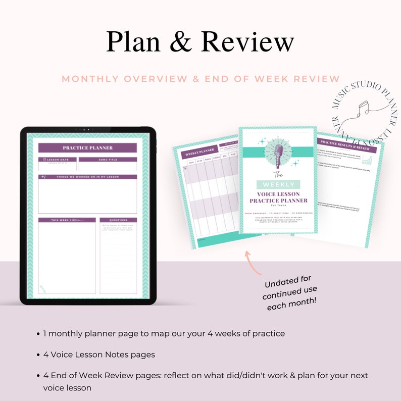 Monthly Voice Lesson Practice Planner for Teens - Etsy
