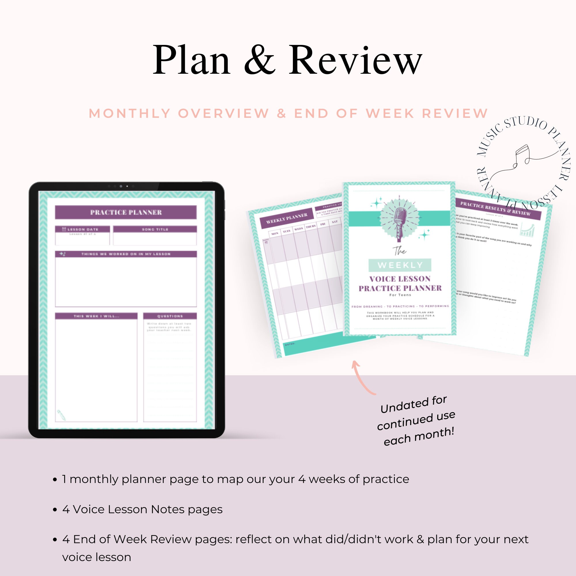 Monthly Voice Lesson Practice Planner for Teens - Etsy