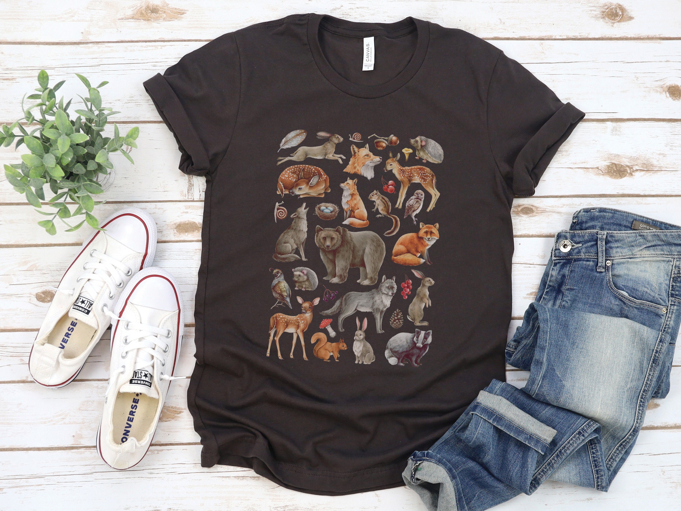 Woodland Animals Cottagecore Shirt Forest Creature Tee - Etsy