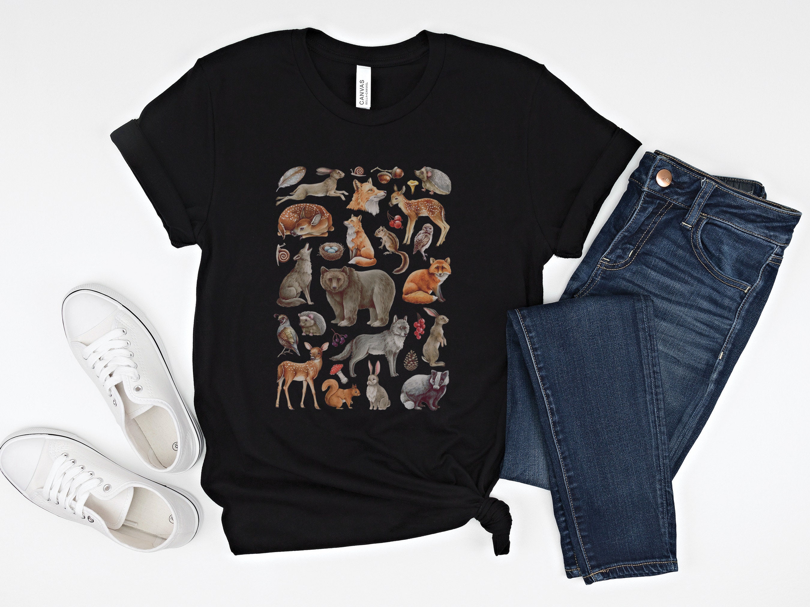 Woodland Animals Cottagecore Shirt Forest Creature Tee - Etsy