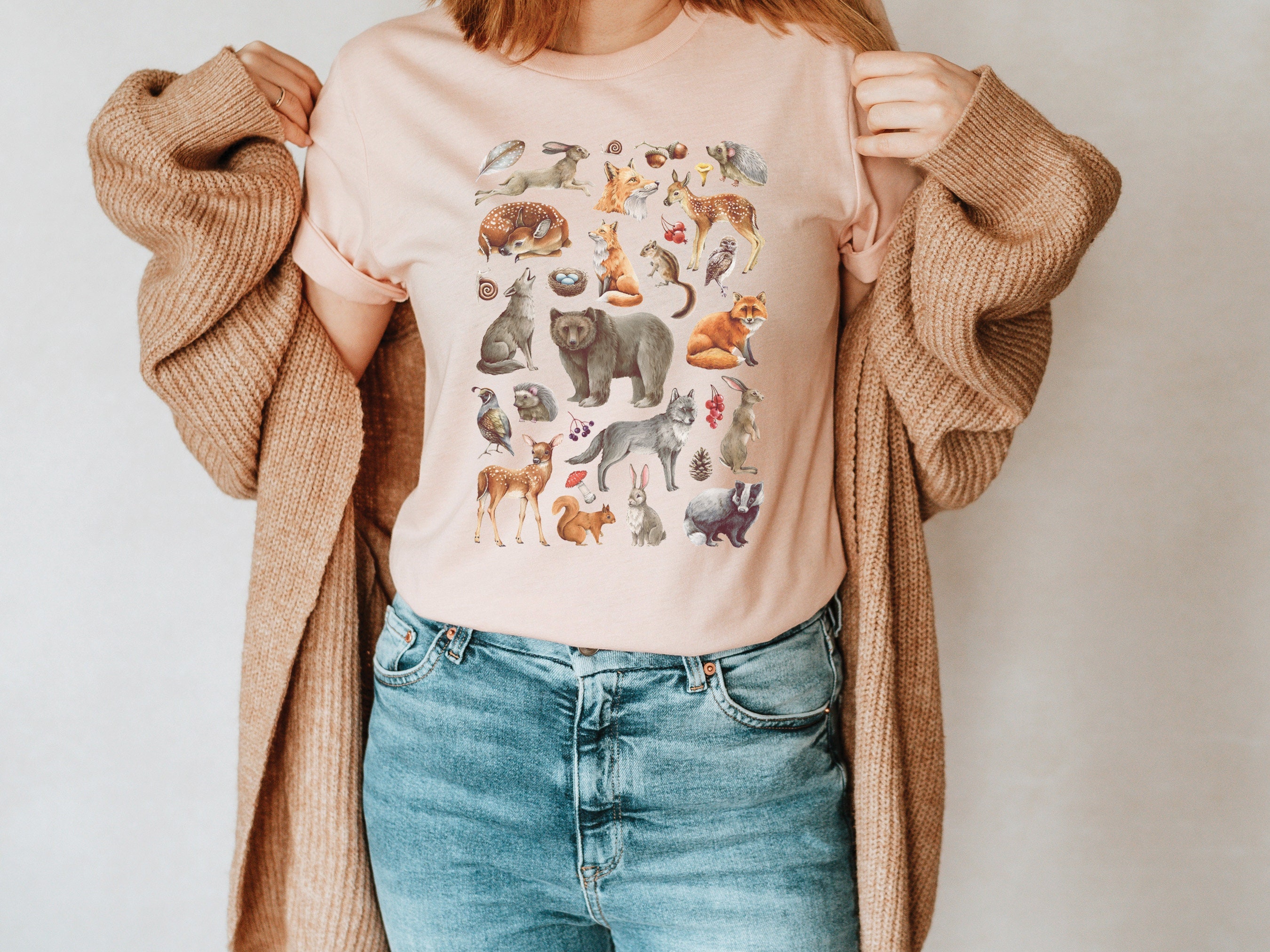 Woodland Animals Cottagecore Shirt Forest Creature Tee - Etsy
