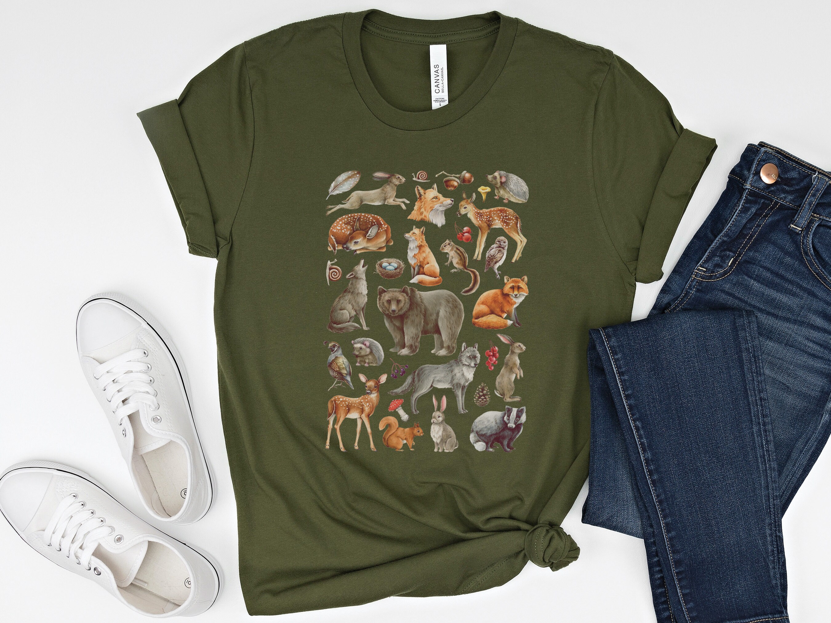 Woodland Animals Cottagecore Shirt Forest Creature Tee - Etsy