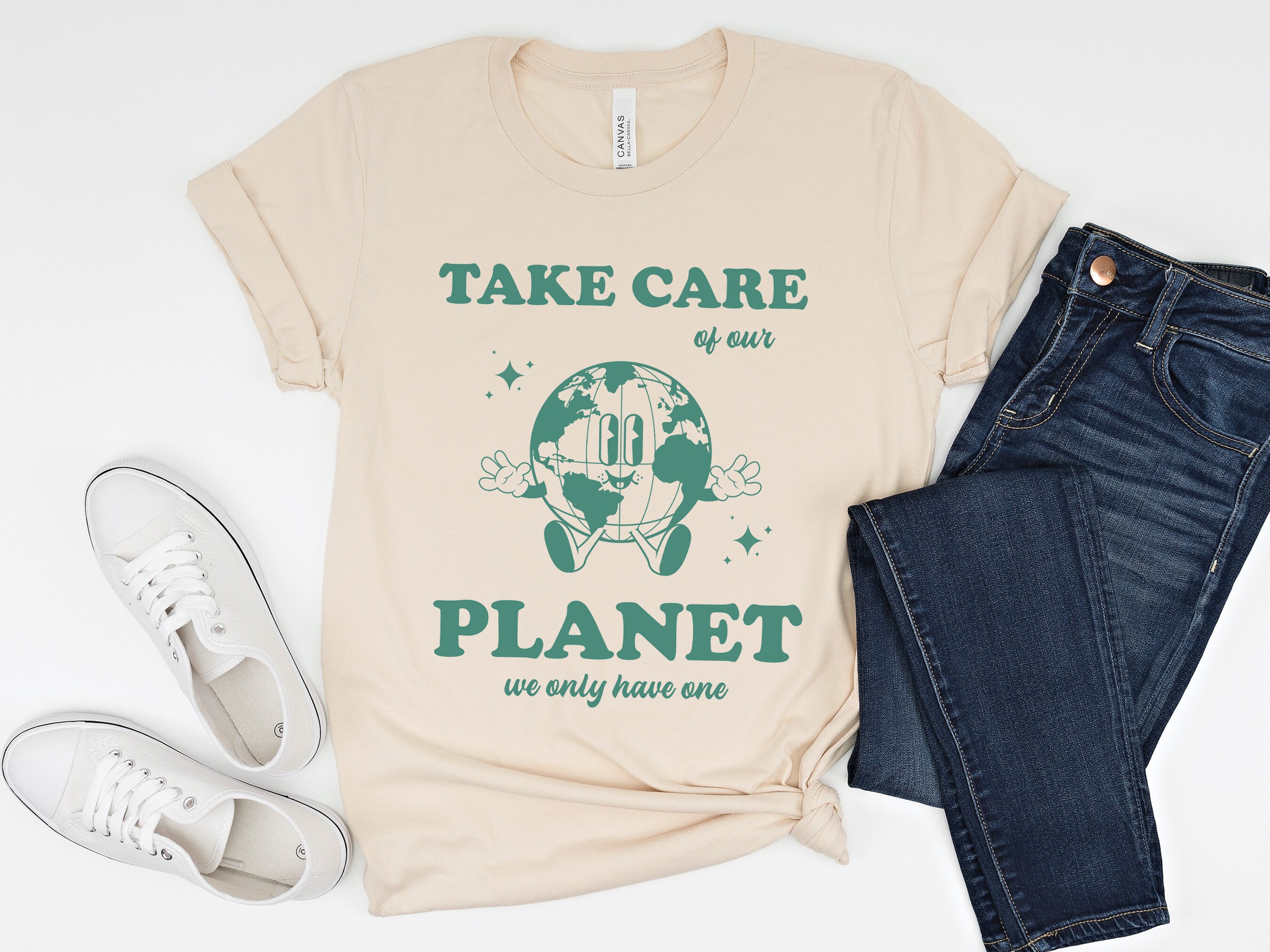 Take Care of Our Planet Shirt Retro Cartoon Mascot Planet - Etsy